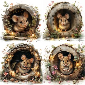 24 Cute Mouse in Forest Clipart, Woodland Animal Illustration, Digital ...