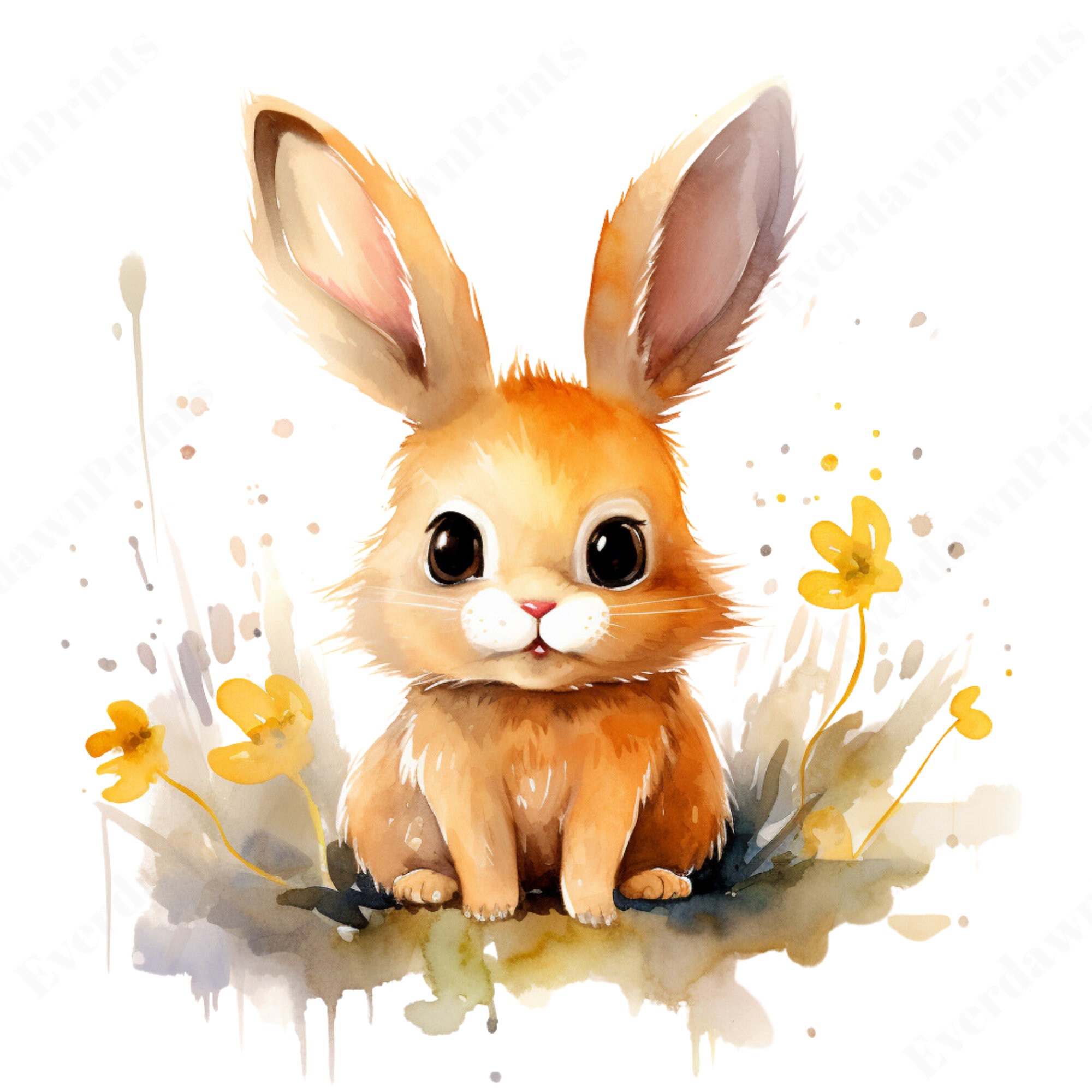 20 Watercolor Cute Bunny Clipart, Transparent, High Quality Pngs ...