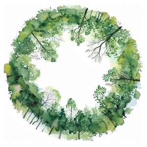 24 Watercolor Nature Clipart, Green Forest Trees Clip Art, Hand Painted ...