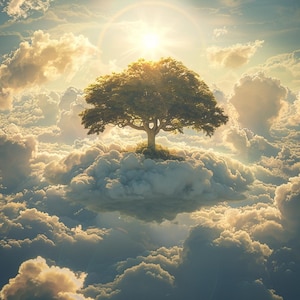24 Tree on Cloud Clipart, Surreal Nature Art, Tree in the Sky ...