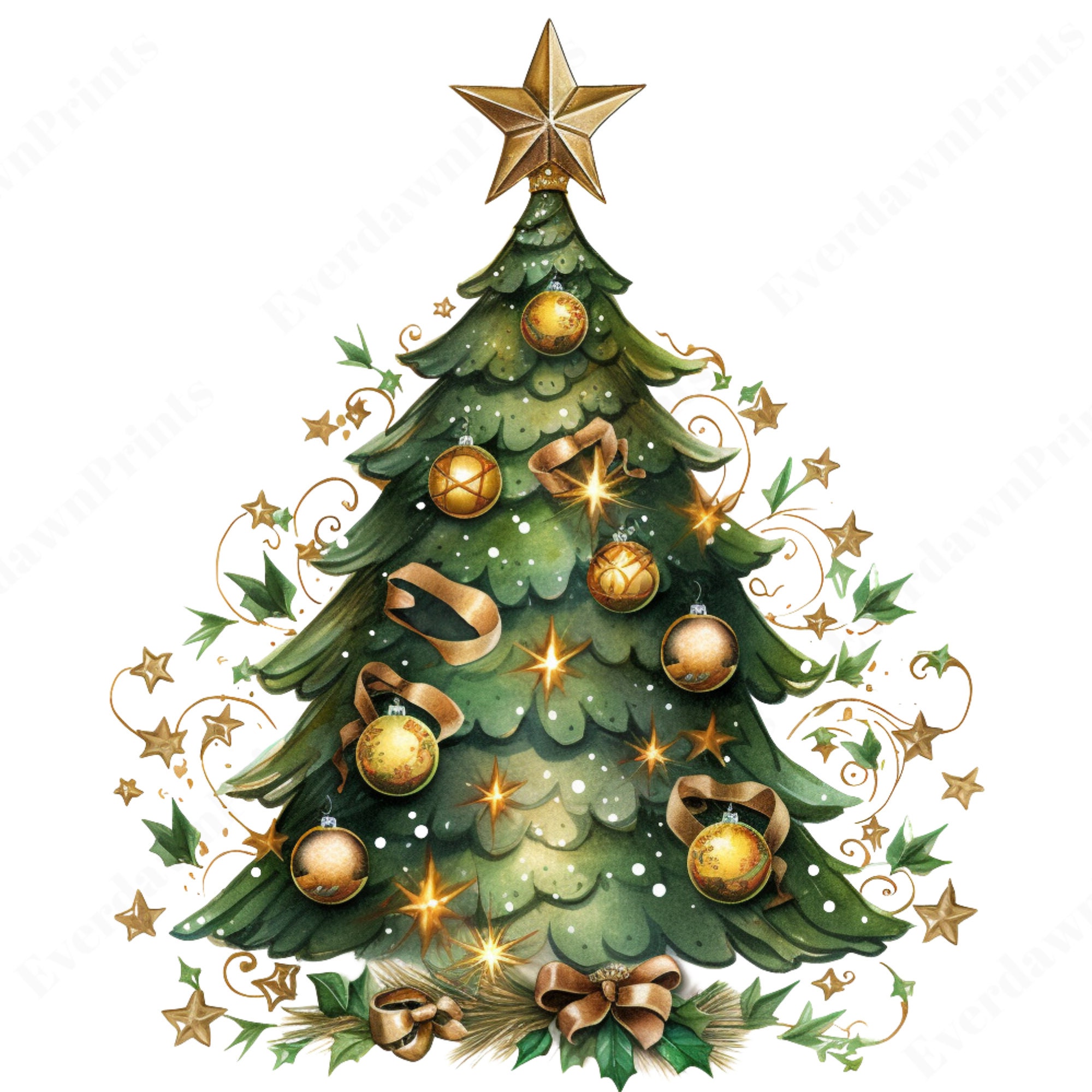 19 Watercolor Christmas Tree Clipart, Christmas Tree Png, Merry ...