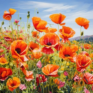 28 Watercolor Fields of Poppies, High Quality PNG, 300 Dpi, Clipart ...