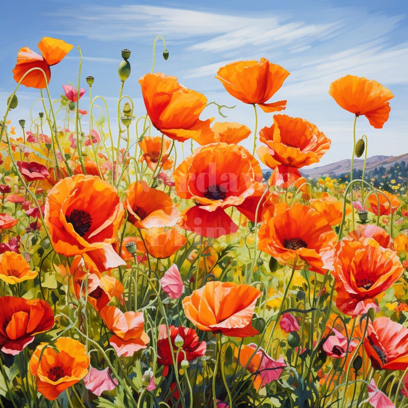 28 Watercolor Poppy Clipart, High-quality PNG, Floral Nature Clipart ...
