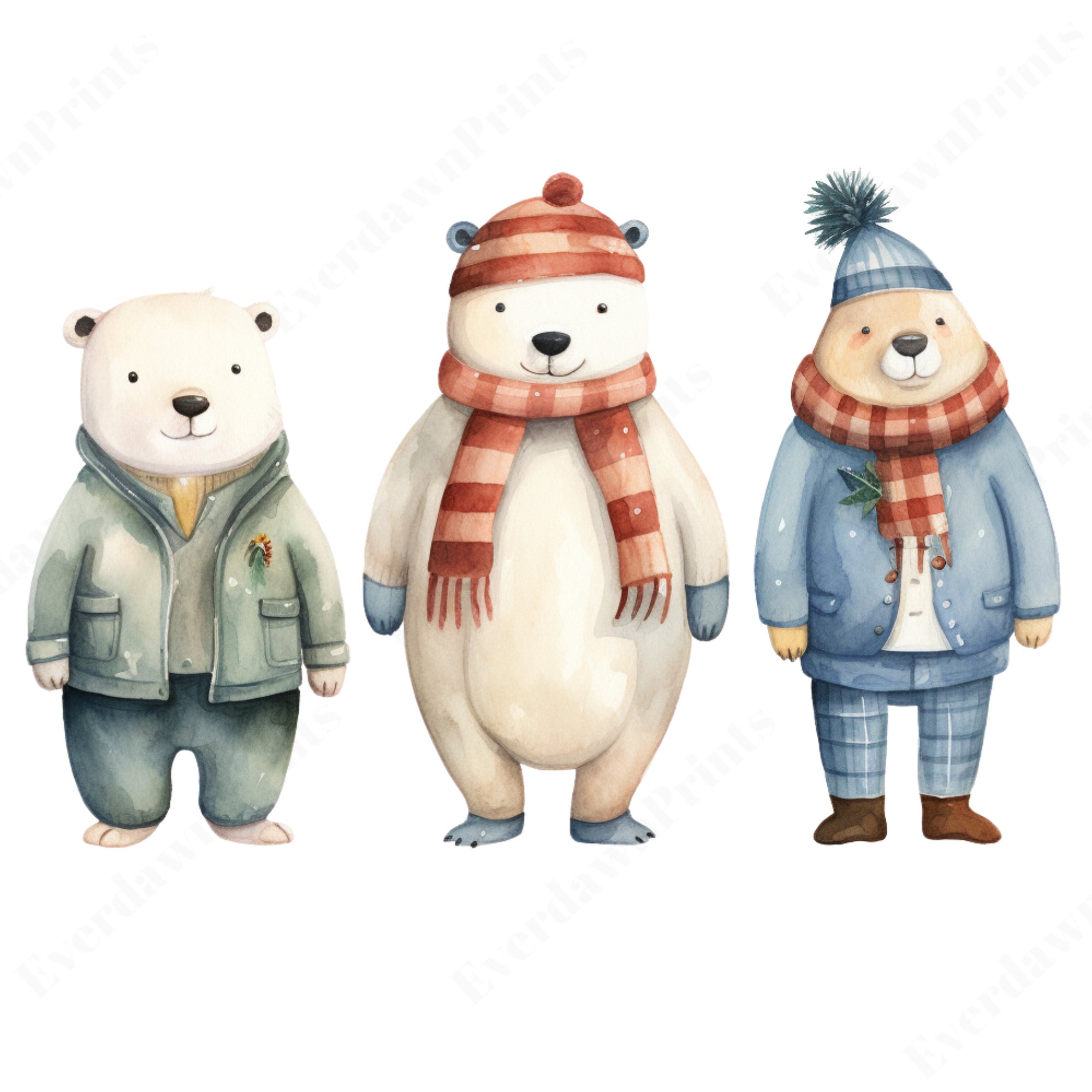 21 Winter Animals Watercolor Clipart, Transparent PNG, Christmas ...
