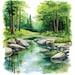 24 Forest Stream Watercolor Clipart, Watercolor Forest Background, High ...