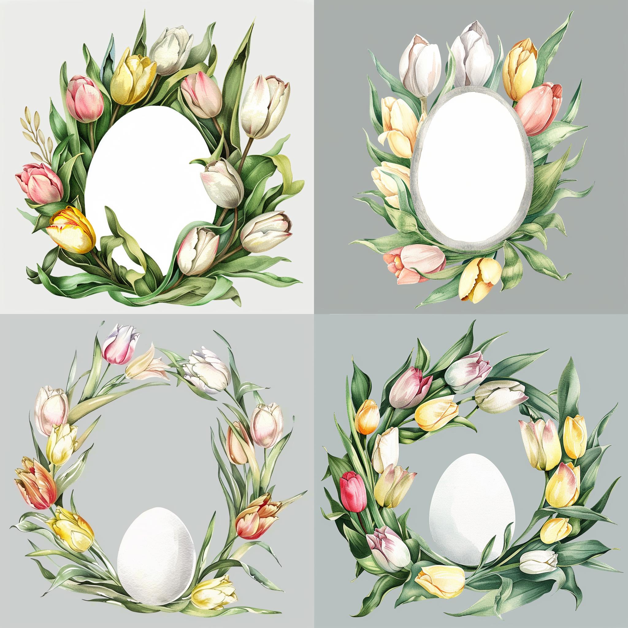 24 Tulip Flower Frame Clipart, Floral Wreath Clipart, Watercolor Tulips ...