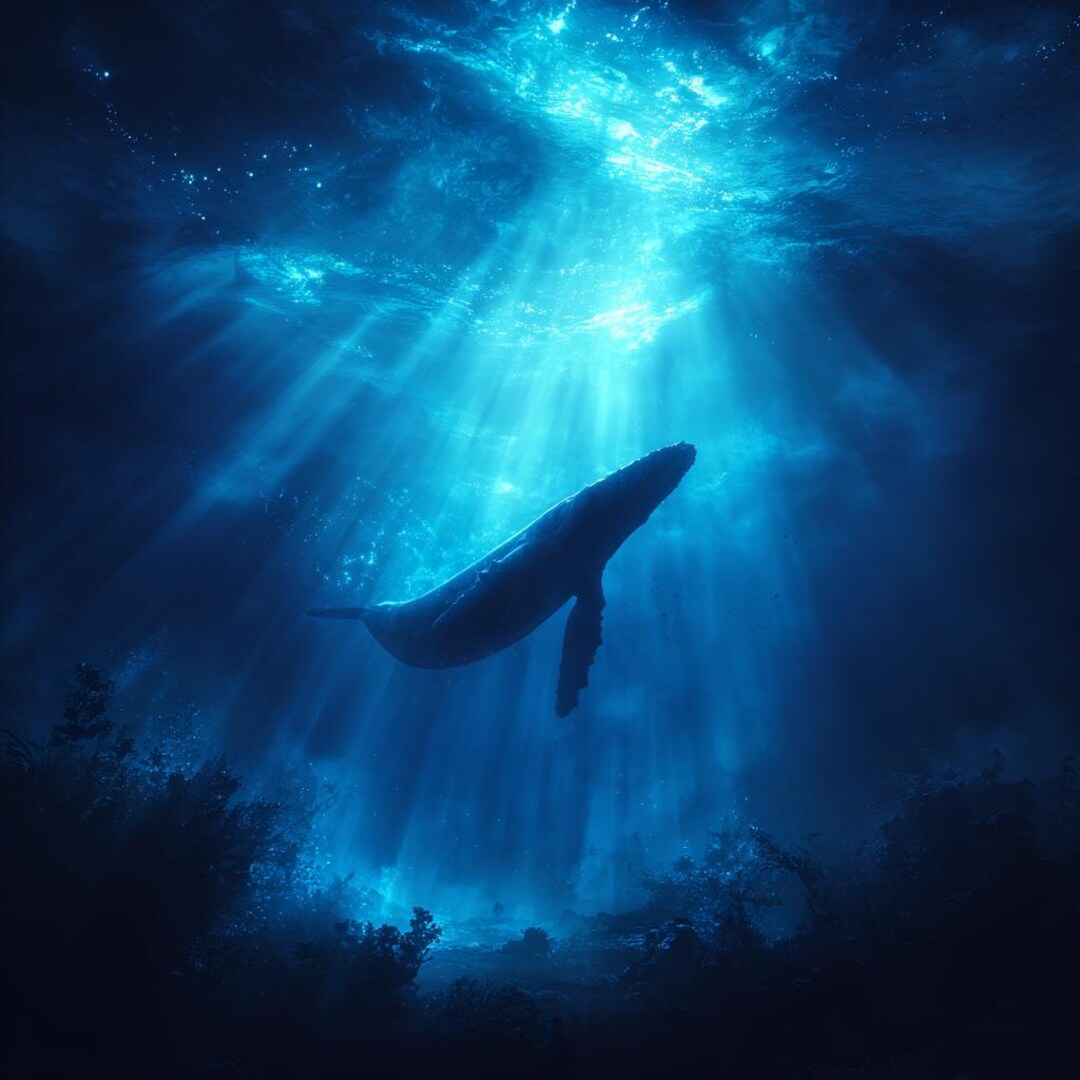 24 Whale Underwater Scene Clipart, Ocean Depths Clipart, Sea Creature ...