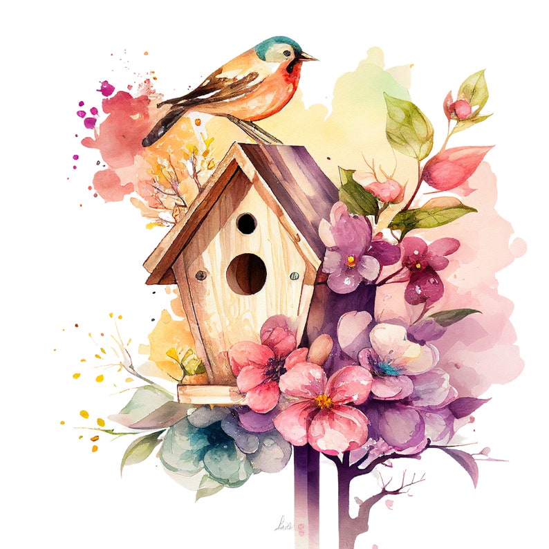 15 Watercolor Bird Houses Clipart, High Quality Transparent PNG ...