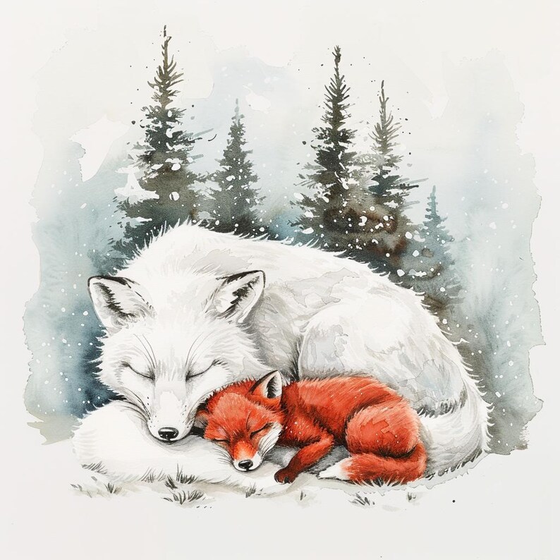 24 Fox and Arctic Fox Clipart, Forest Animals Illustration, Woodland ...