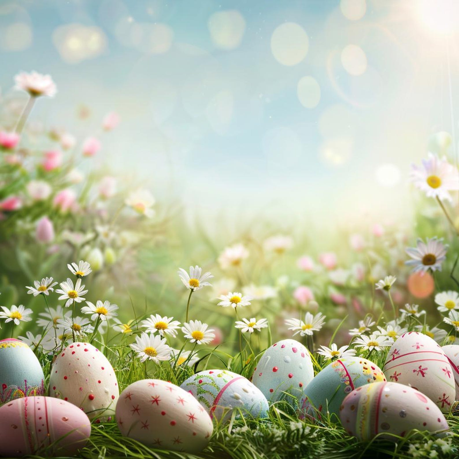 24 Easter Egg Clipart, Spring Decor Clipart, Floral Background Clipart ...