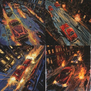 24 Vintage Comic Style Car Chase Clipart, Retro Car Chase Illustration ...