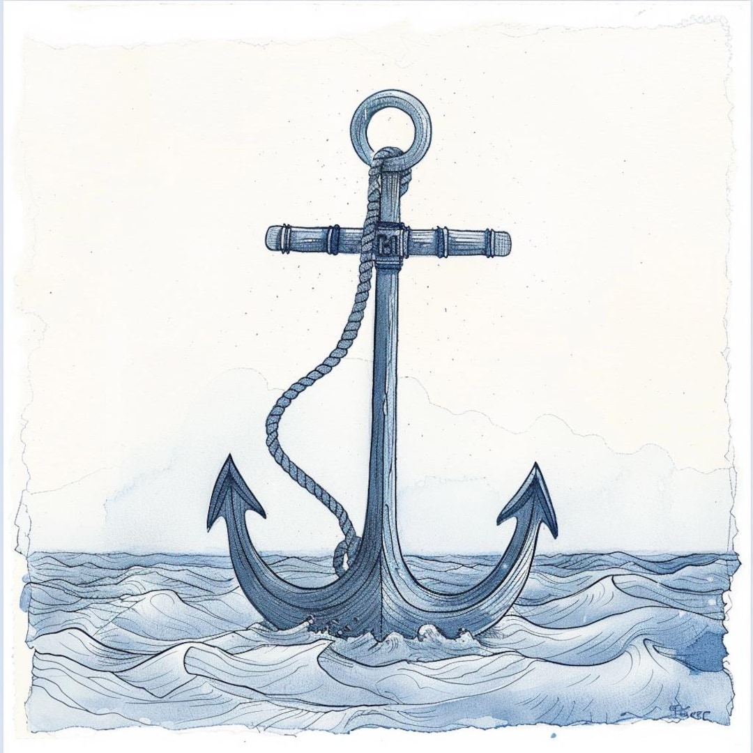 24 Nautical Anchor Clipart, Watercolor Anchor Illustration, Ocean Sea ...