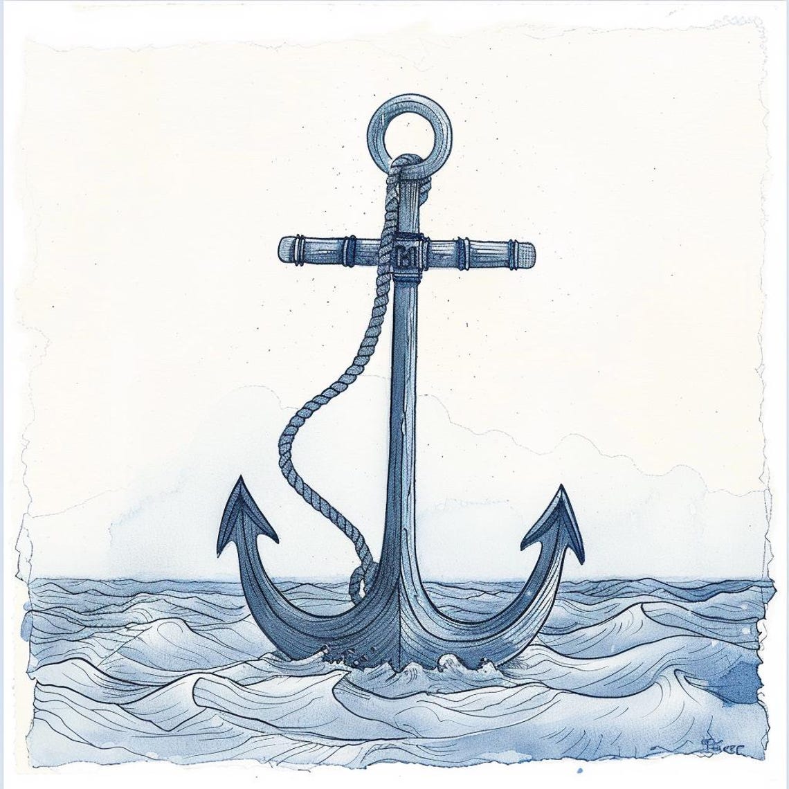 24 Nautical Anchor Clipart, Watercolor Anchor Illustration, Ocean Sea ...