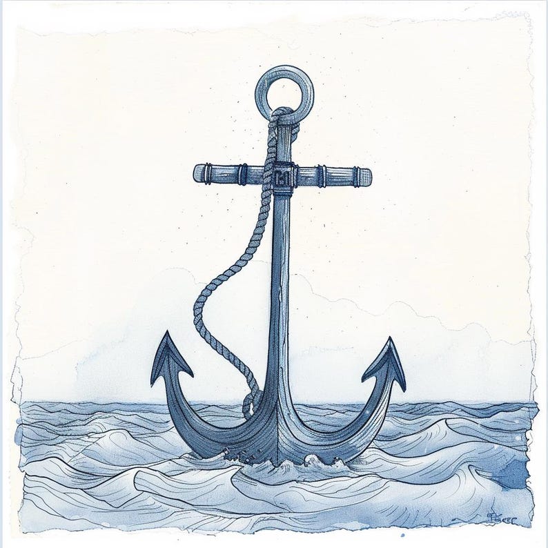 24 Nautical Anchor Clipart, Watercolor Anchor Illustration, Ocean Sea ...