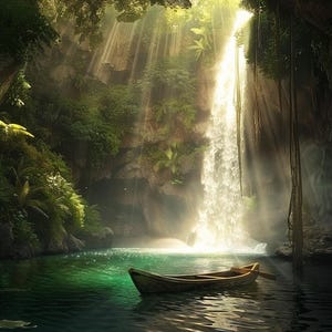 24 Waterfall Forest Clipart, Tropical Jungle Scenery Printable, Nature ...