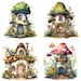 22 Watercolor Tiny Fairy House Clipart, Garden Gnomes, Transparent PNG ...