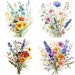 24 Watercolor Floral Bouquet Digital Print, Spring Flowers Wall Art ...