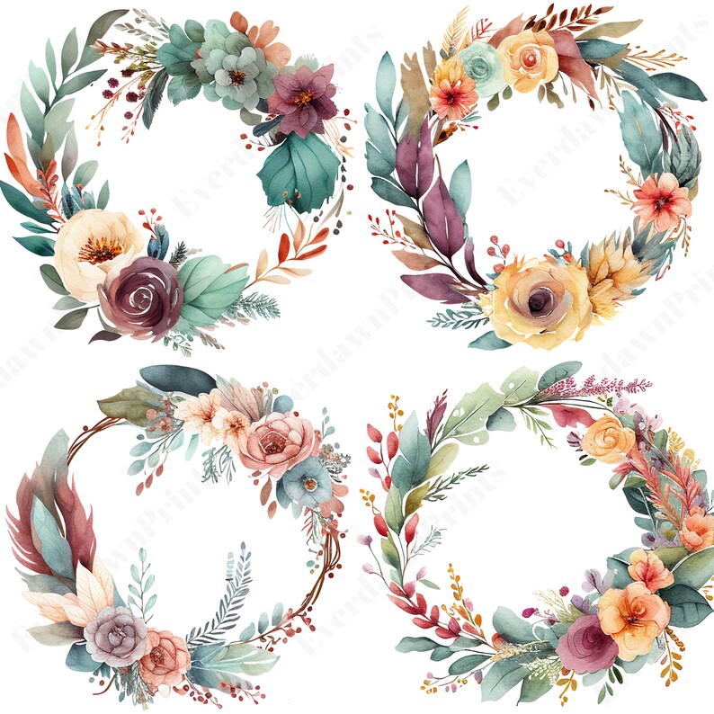 28 Watercolor Boho Borders, Floral Clipart, Clipart Borders, High ...