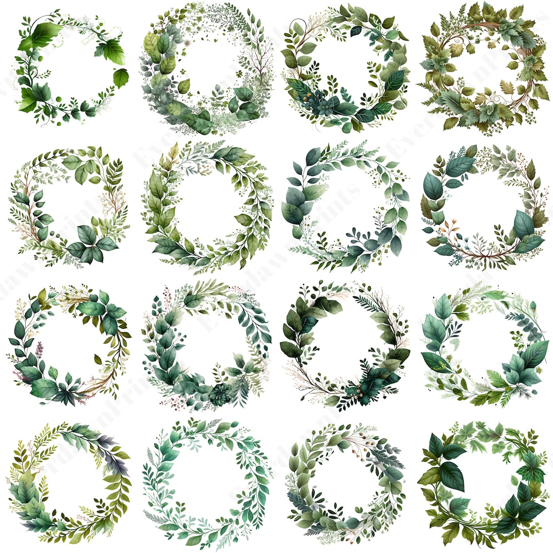 143 Watercolor Greenery Borders Greenery Floral Clipart High - Etsy