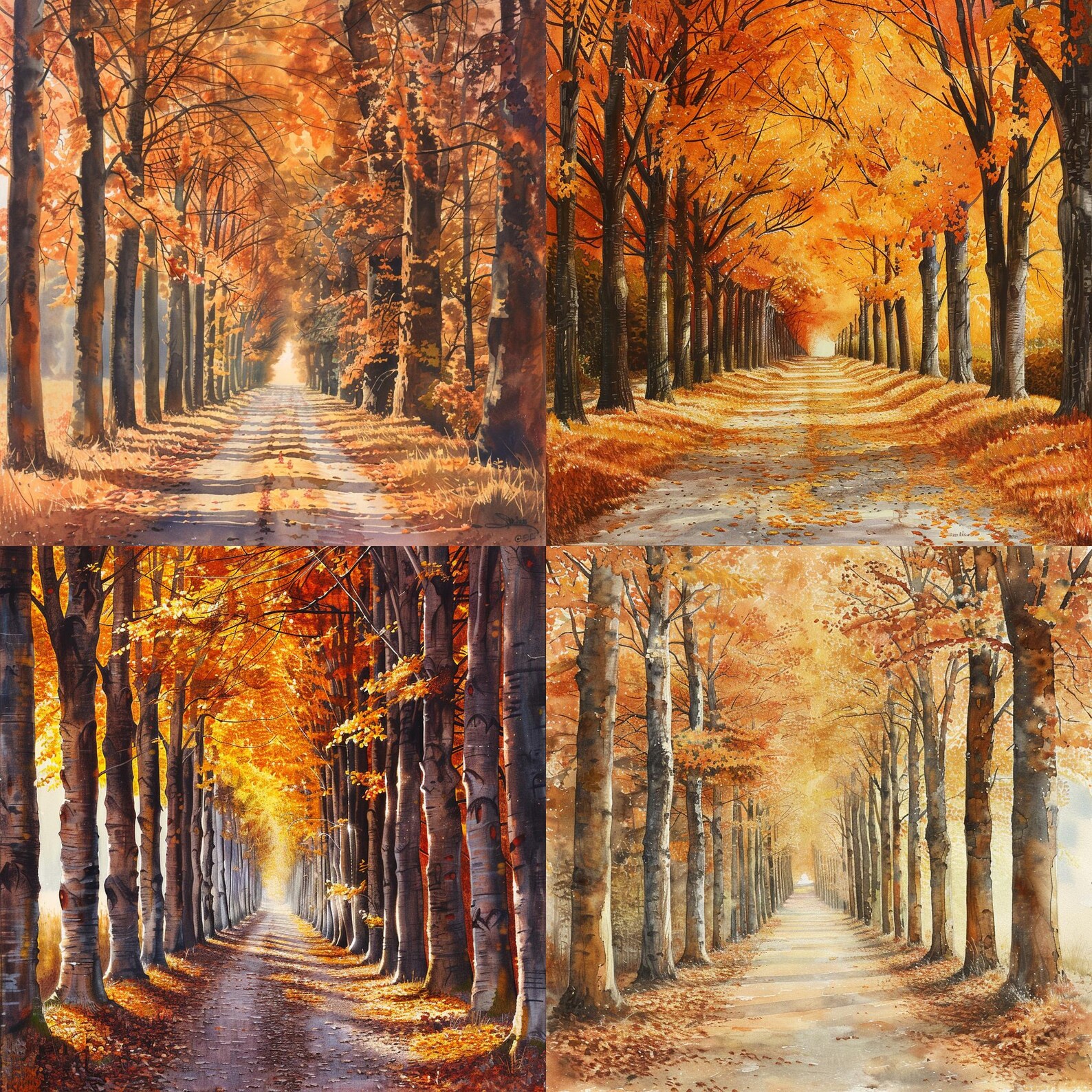 24 Autumn Path Clipart, Watercolor Fall Trees Image, Cozy Season ...