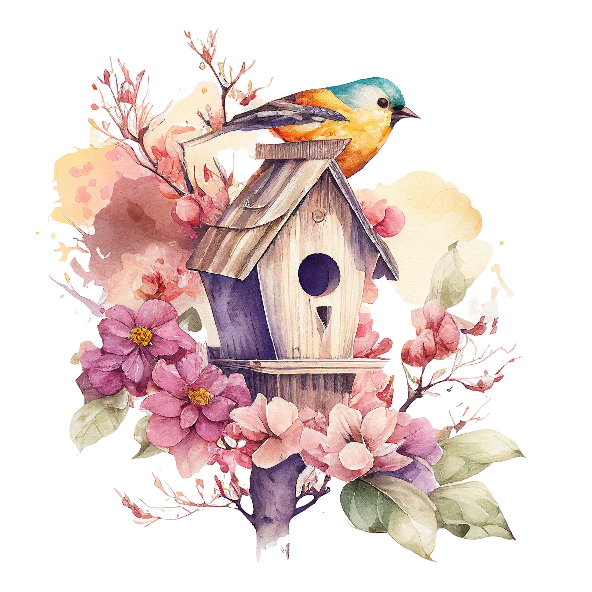 15 Watercolor Bird Houses Clipart, High Quality Transparent PNG ...