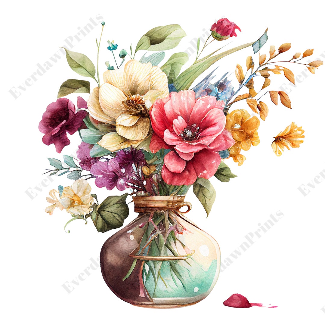 13 Flowers Vase Clipart, High Quality Transparent Pngs, Watercolor ...
