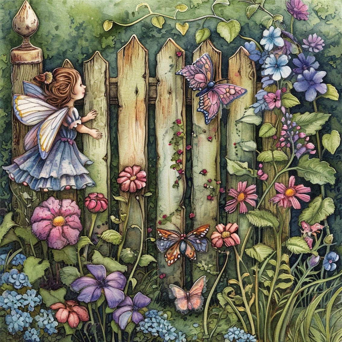 24 Enchanted Garden Fence With Fairies, Whimsical Fairy Child ...