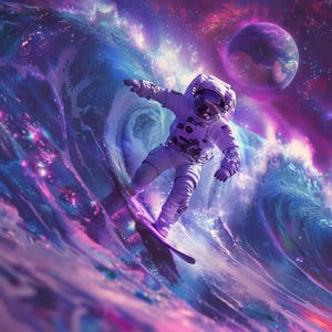 24 Space Surfer Clipart, Astronaut Surfing Clipart, Cosmic Digital Art ...