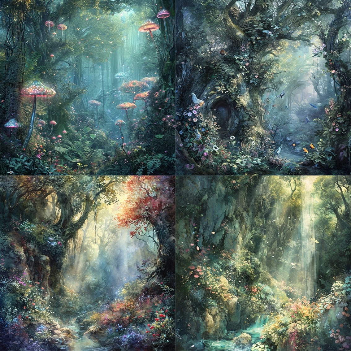 29 Enchanted Forest Clipart, Mystical Woodland Scenery, Printable ...