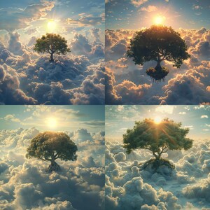 24 Tree on Cloud Clipart, Surreal Nature Art, Tree in the Sky ...
