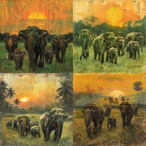24 Elephant Herd Clipart, Jungle Animal Graphics, Asian Elephant Art ...