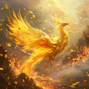 24 Golden Phoenix Clipart, Magical Creature Digital Art, Fantasy Bird ...