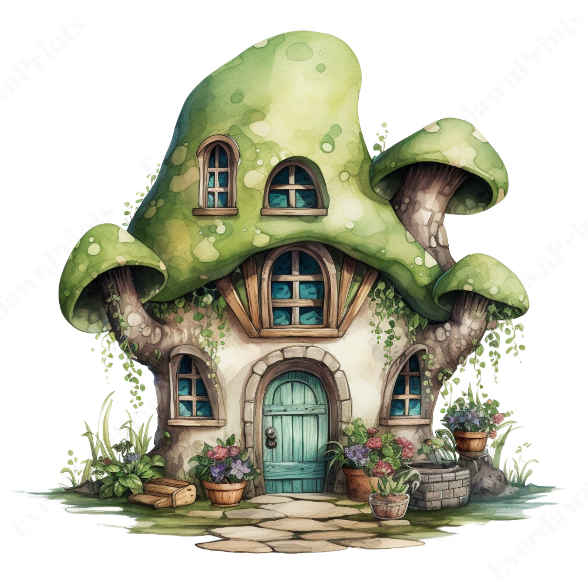 22 Watercolor Tiny Fairy House Clipart, Garden Gnomes, Transparent PNG ...