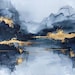 24 Blue Gold Abstract Clipart, Watercolor Landscape Clip Art, Celestial ...