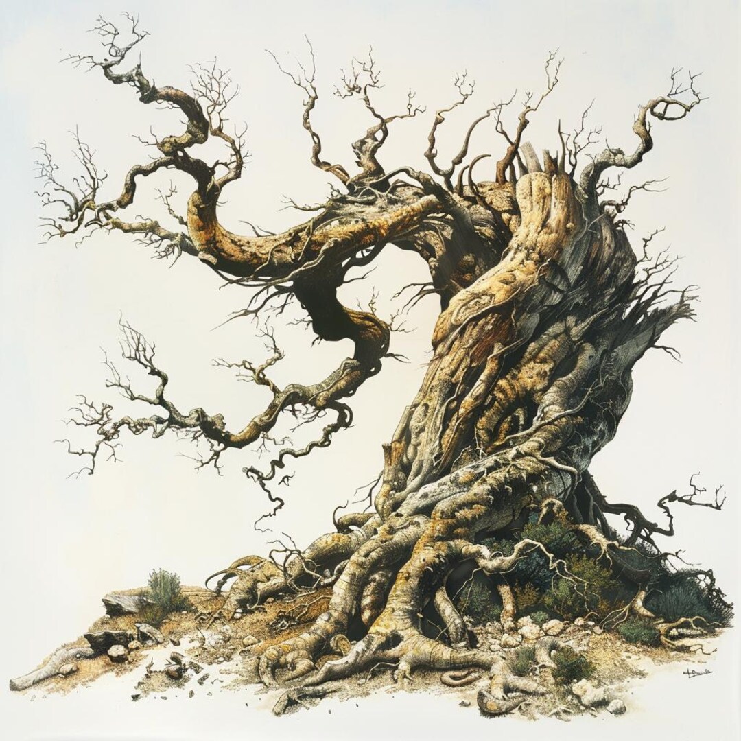 24 Gnarled Tree Clipart, Old Growth Forest Graphics, Digital Tree Art ...