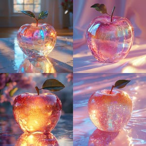 24 Crystal Apple Magic Clipart, Shimmering Glass Apple Illustration ...