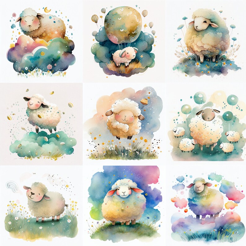 39 Cute Sheep Clipart, Child Illustration, High Quality Pngs, Nursery ...
