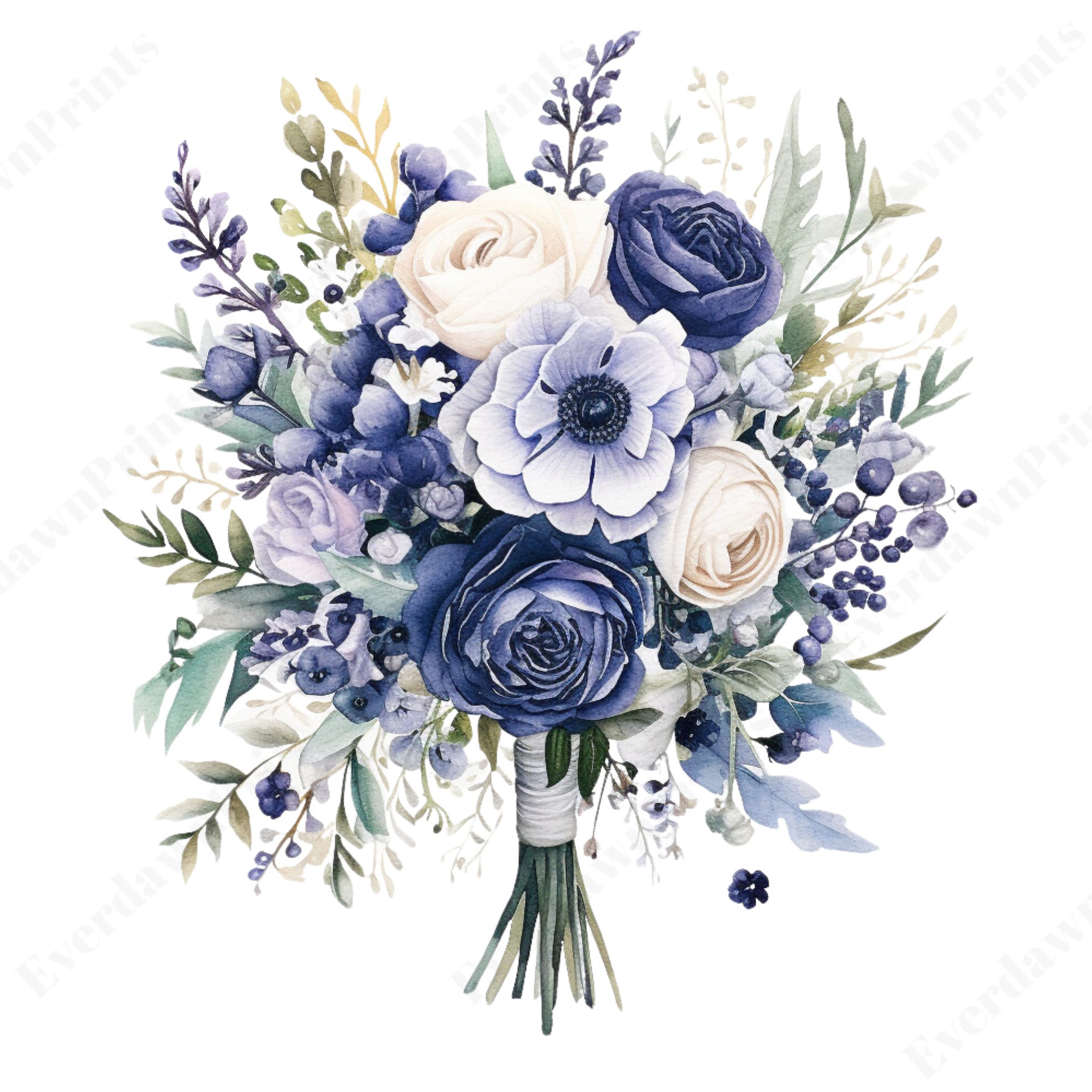 20 Romantic Wedding Bouquet Clipart, Floral Clipart, Watercolor Flowers ...