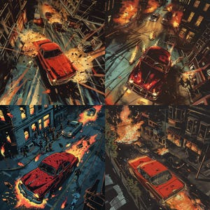 24 Vintage Comic Style Car Chase Clipart, Retro Car Chase Illustration ...