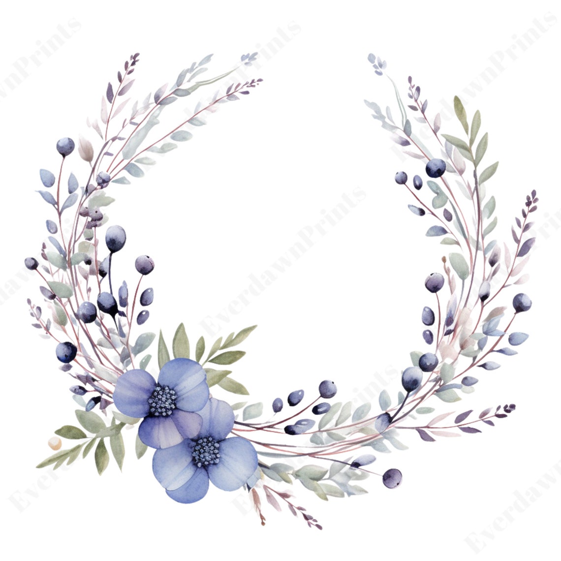 34 Flower Wreath Clipart, Flowers Arrangements, Watercolor Rustic ...
