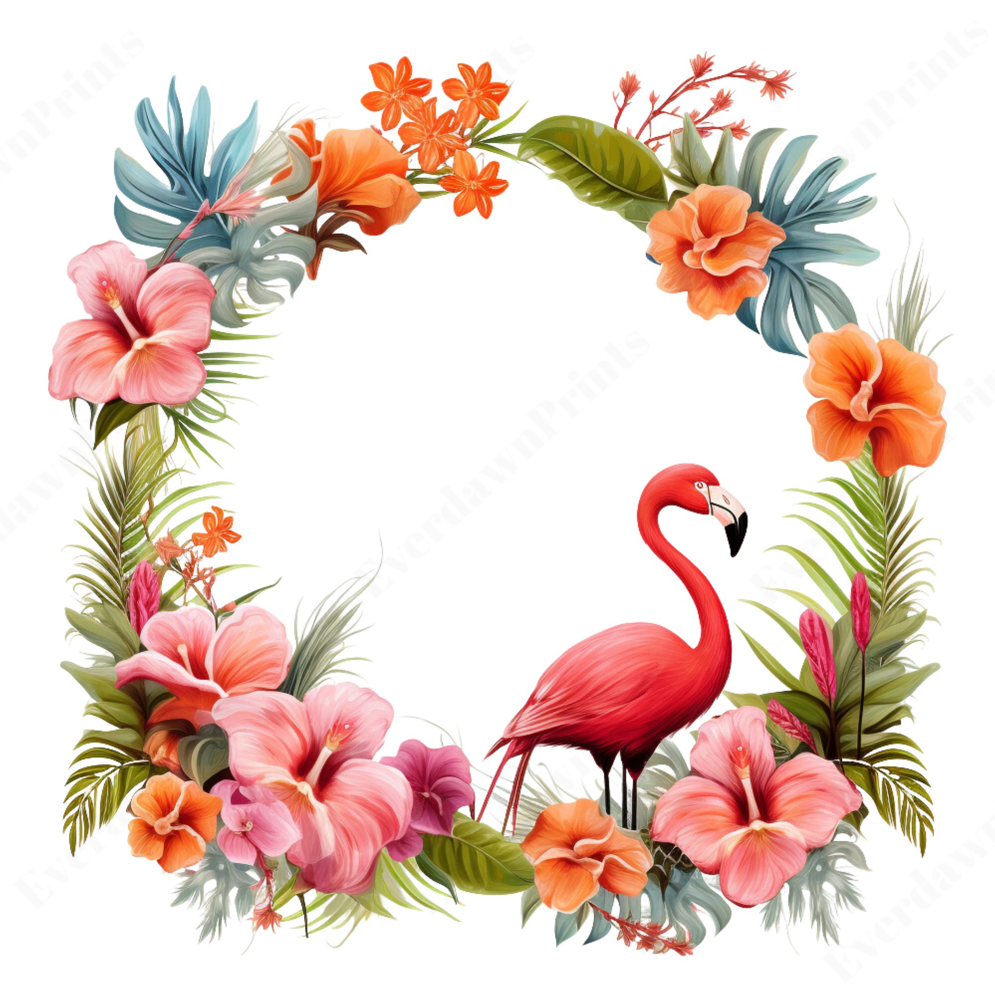 16 Watercolor Flamingo Borders, Watercolor Borders, Flamingo Clipart ...