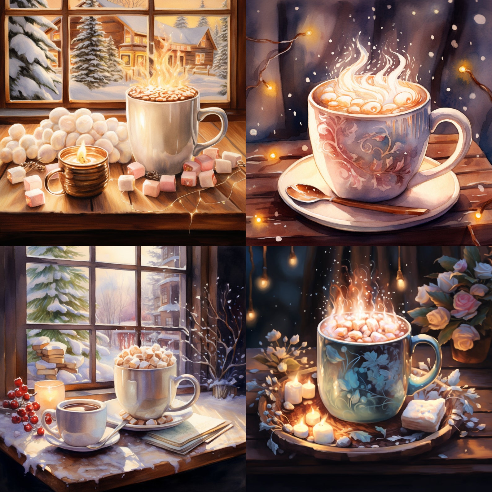 30 Watercolor Hot Cocoa Clipart, High Quality PNG, 300 Dpi, Cozy ...