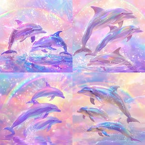 24 Sparkly Dolphin Clipart, Pastel Ocean Animals, Cute Sea Creature ...
