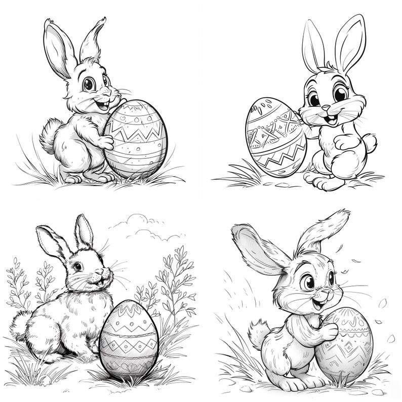 24 Bunny With Easter Egg Clipart, Cute Rabbit Clipart, Easter Bunny ...