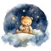 26 Sleeping Teddy Bear Clipart, Watercolor Teddy Bear Clipart for Boy ...
