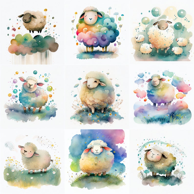 39 Cute Sheep Clipart, Child Illustration, High Quality Pngs, Nursery ...