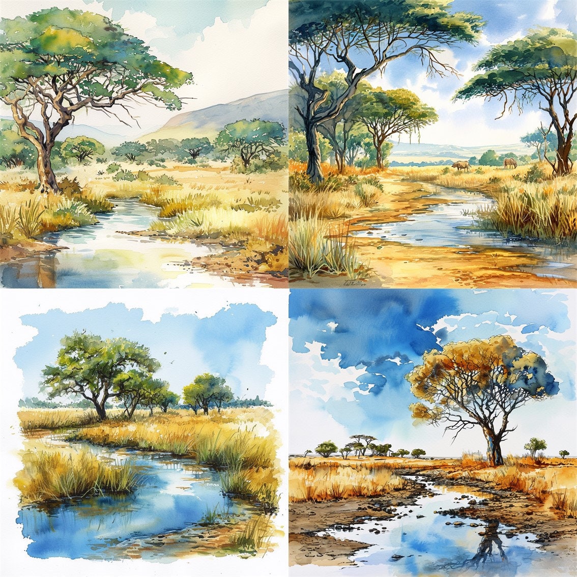 28 African Savanah Watercolor Clipart, Digital Download, Nature Wall ...
