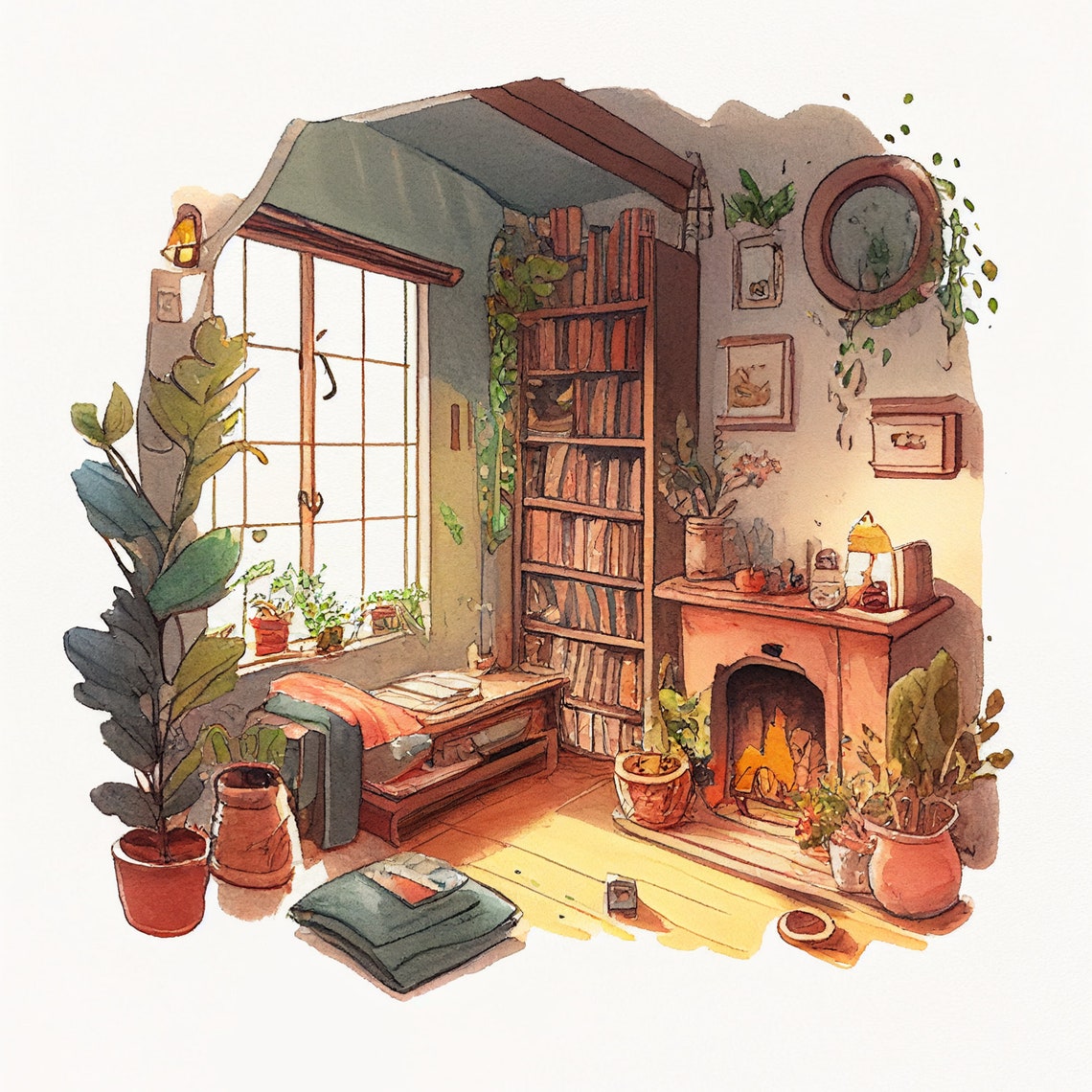 58 Cozy Home Library Clipart Bundle, High Quality Pngs, Bookshelf ...