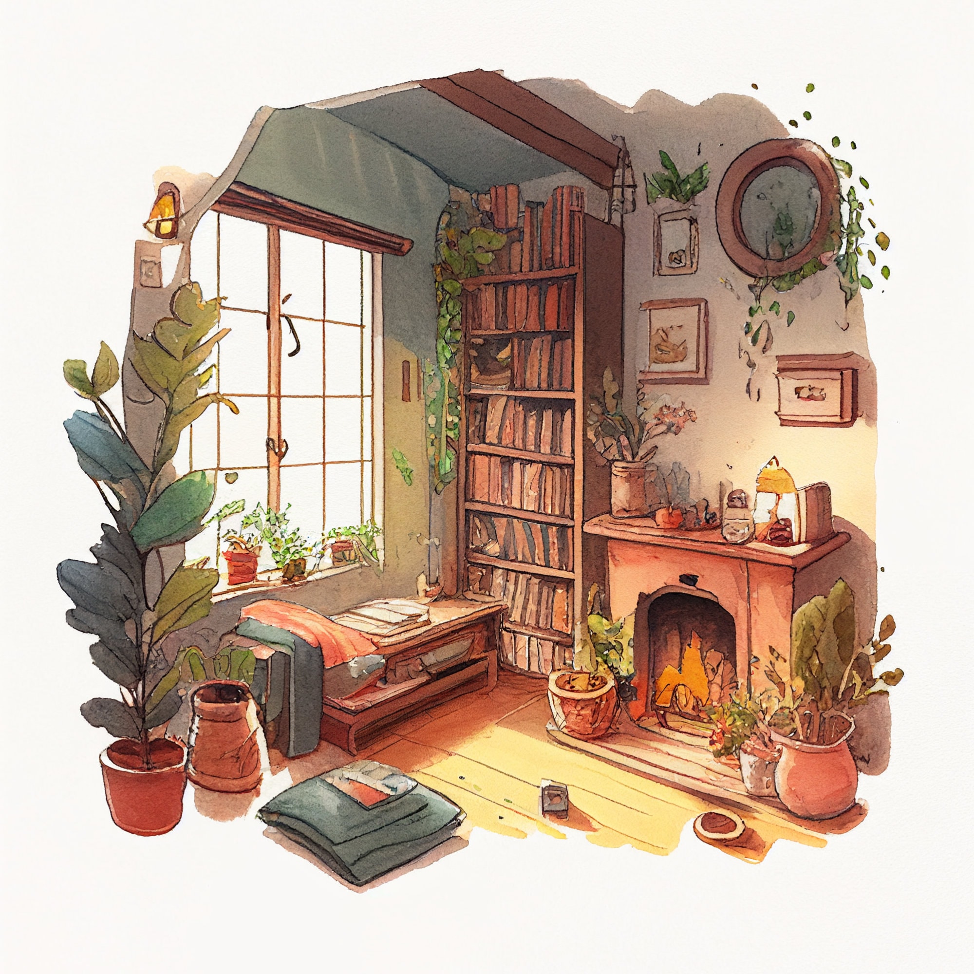 58 Cozy Home Library Clipart Bundle, High Quality Pngs, Bookshelf ...