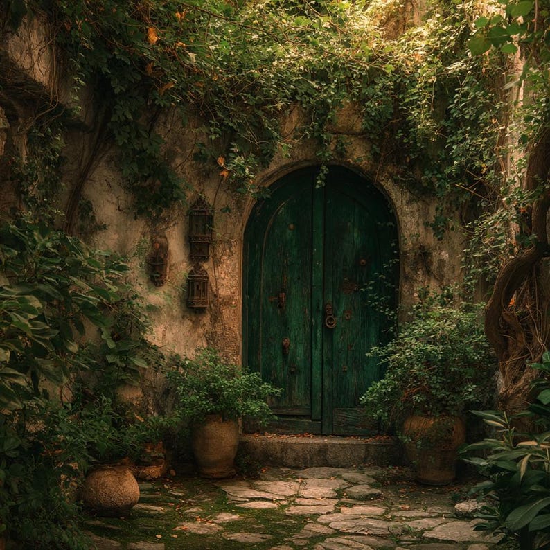 24 Enchanted Green Door Clipart, Secret Garden Clipart, Fairytale ...